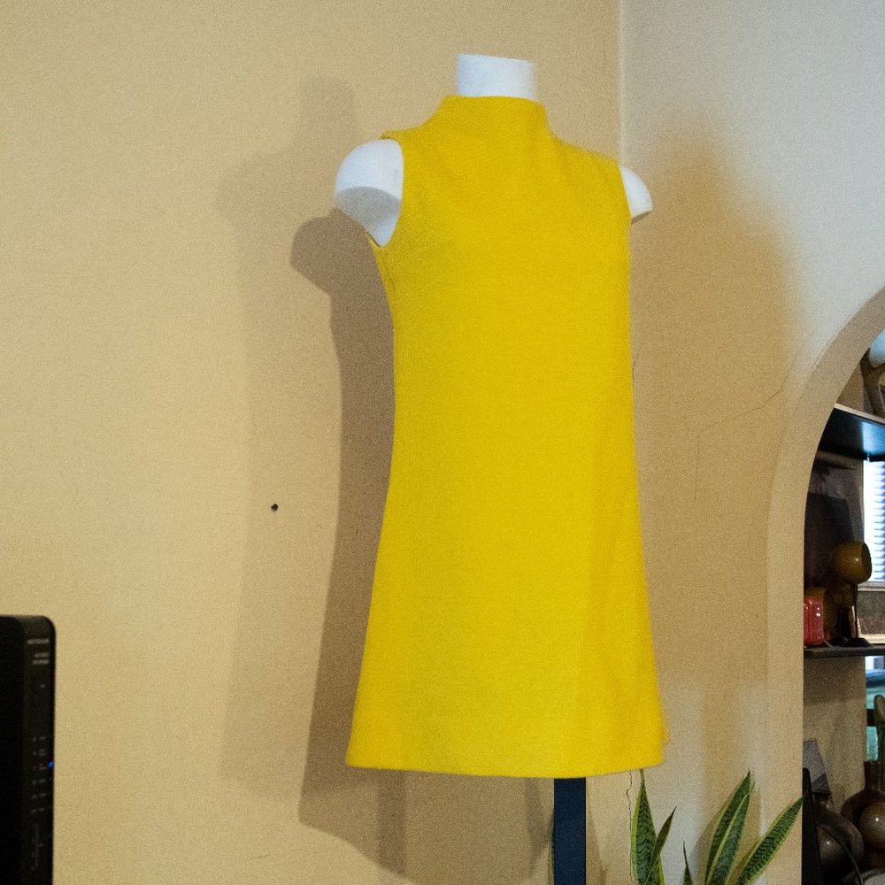 1960s Groovy Yellow Turtle Neck Dress - Gem